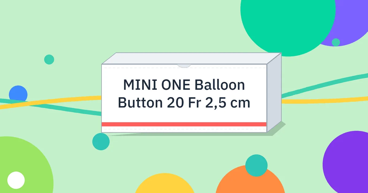 Symbolbild: Packung mit der Aufschrift MINI ONE Balloon Button 20 Fr 2,5 cm (PZN 14342402) – Verfügbarkeit und Bezug in Apotheken in Frankfurt am Main