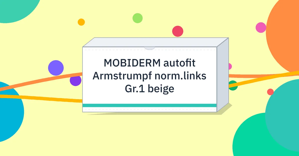 Symbolbild: Packung mit der Aufschrift MOBIDERM autofit Armstrumpf norm.links Gr.1 beige (PZN 13969607) – Verfügbarkeit und Bezug in Apotheken in Frankfurt am Main