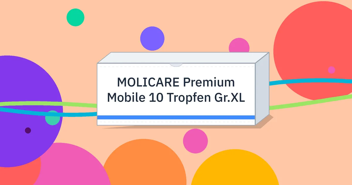 Symbolbild: Packung mit der Aufschrift MOLICARE Premium Mobile 10 Tropfen Gr.XL (PZN 13476997) – Verfügbarkeit und Bezug in Apotheken in Frankfurt am Main