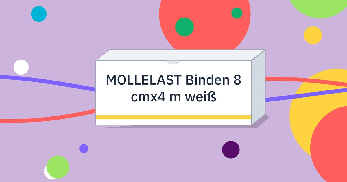 Symbolbild: Packung mit der Aufschrift MOLLELAST Binden 8 cmx4 m weiß (PZN 17833069) – Verfügbarkeit und Bezug in Apotheken in Frankfurt am Main