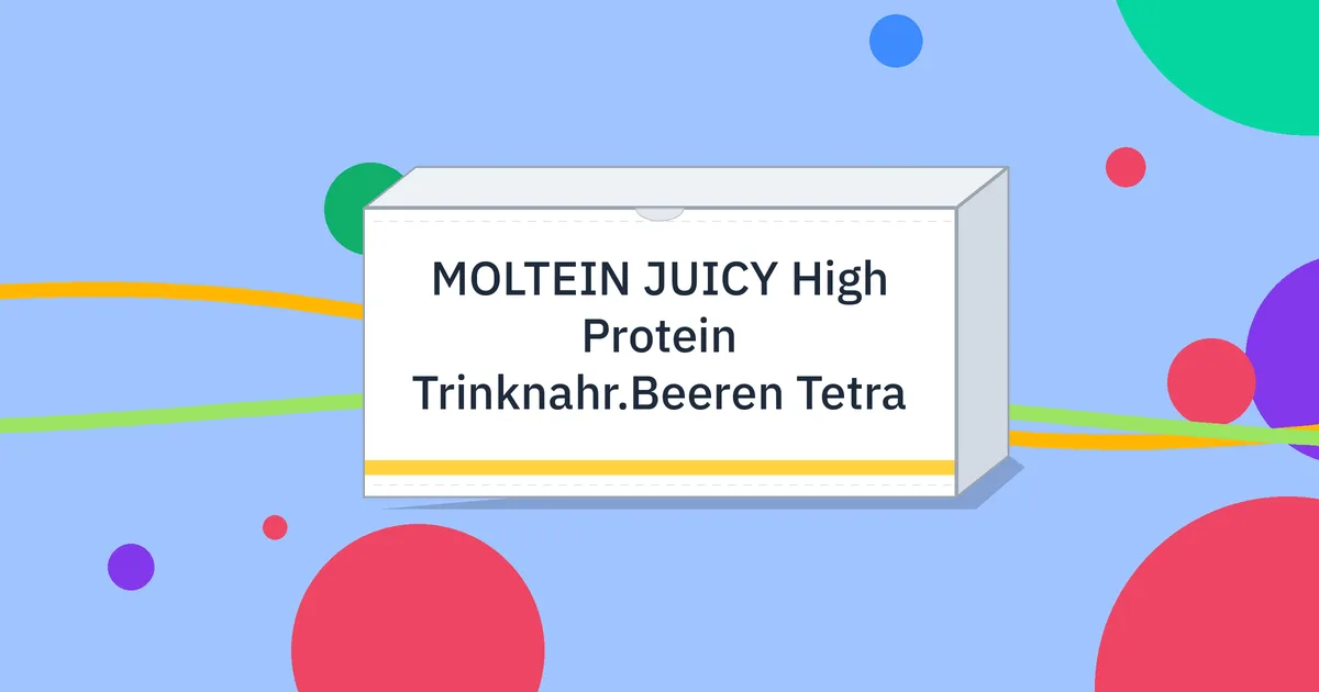 Symbolbild: Packung mit der Aufschrift MOLTEIN JUICY High Protein Trinknahr.Beeren Tetra (PZN 20390919) – Verfügbarkeit und Bezug in Apotheken in Frankfurt am Main