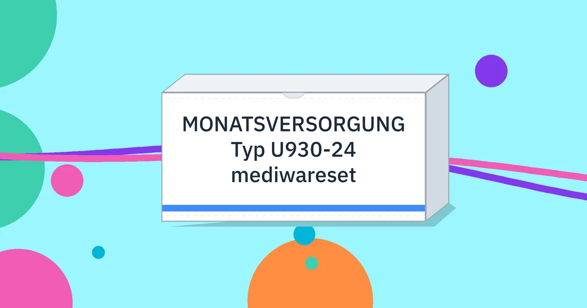 Symbolbild: Packung mit der Aufschrift MONATSVERSORGUNG Typ U930-24 mediwareset (PZN 19555976) – Verfügbarkeit und Bezug in Apotheken in Frankfurt am Main