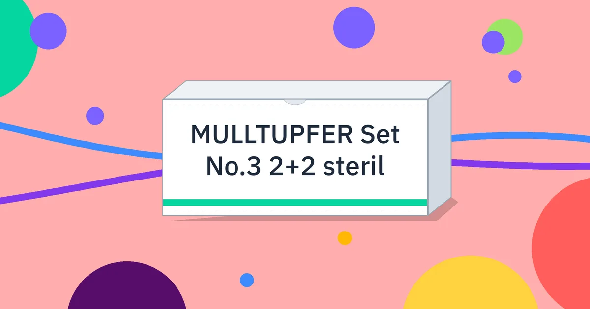 Symbolbild: Packung mit der Aufschrift MULLTUPFER Set No.3 2+2 steril (PZN 04207867) – Verfügbarkeit und Bezug in Apotheken in Frankfurt am Main