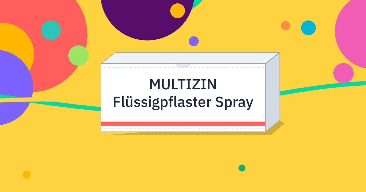 Symbolbild: Packung mit der Aufschrift MULTIZIN Flüssigpflaster Spray (PZN 16869013) – Verfügbarkeit und Bezug in Apotheken in Frankfurt am Main