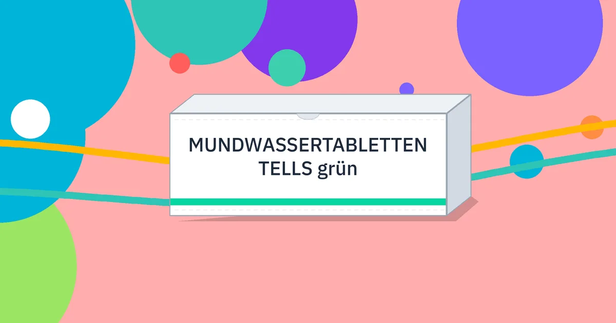 Symbolbild: Packung mit der Aufschrift MUNDWASSERTABLETTEN TELLS grün (PZN 04187283) – Verfügbarkeit und Bezug in Apotheken in Frankfurt am Main