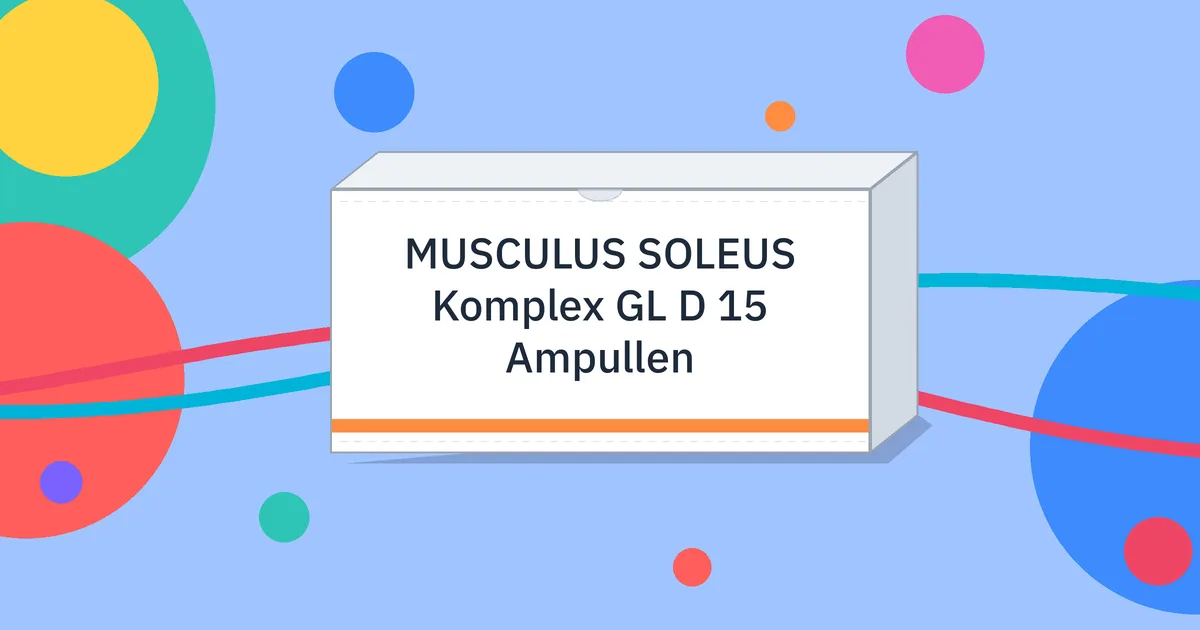 Symbolbild: Packung mit der Aufschrift MUSCULUS SOLEUS Komplex GL D 15 Ampullen (PZN 02937923) – Verfügbarkeit und Bezug in Apotheken in Frankfurt am Main