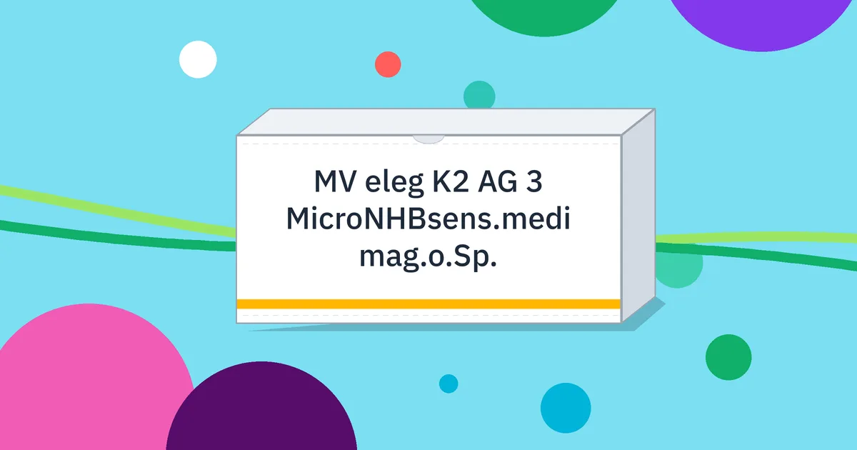 Symbolbild: Packung mit der Aufschrift MV eleg K2 AG 3 MicroNHBsens.medi mag.o.Sp. (PZN 15723885) – Verfügbarkeit und Bezug in Apotheken in Frankfurt am Main