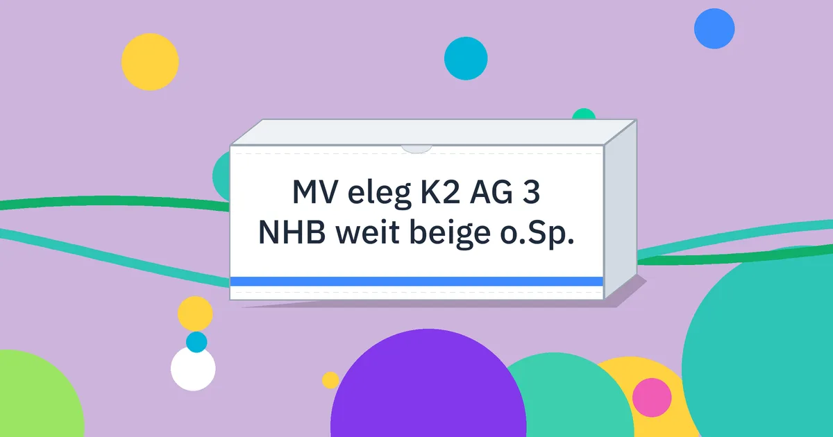 Symbolbild: Packung mit der Aufschrift MV eleg K2 AG 3 NHB weit beige o.Sp. (PZN 15729103) – Verfügbarkeit und Bezug in Apotheken in Frankfurt am Main