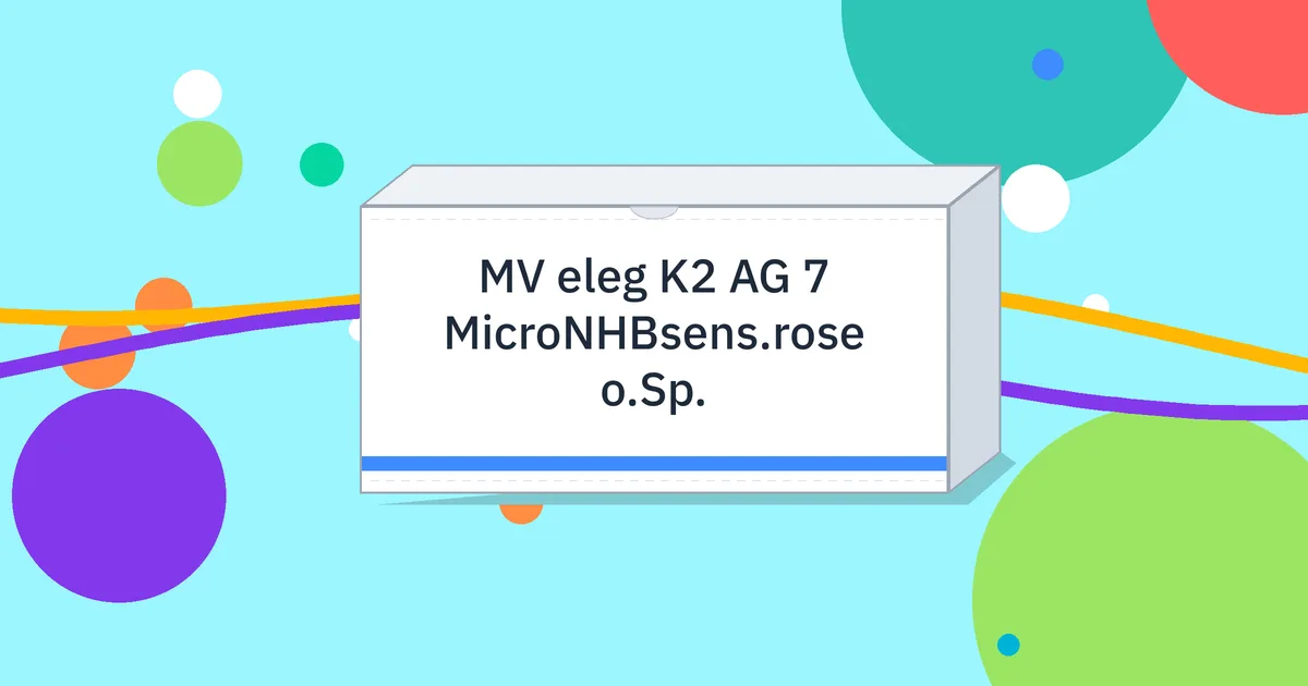 Symbolbild: Packung mit der Aufschrift MV eleg K2 AG 7 MicroNHBsens.rose o.Sp. (PZN 15723684) – Verfügbarkeit und Bezug in Apotheken in Frankfurt am Main