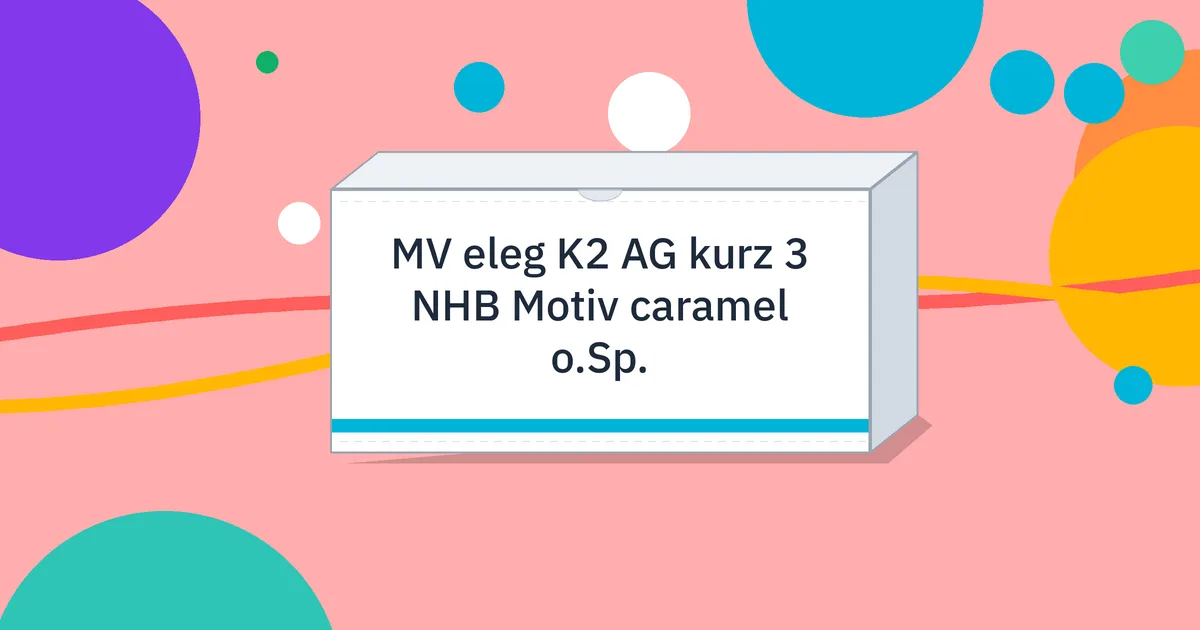 Symbolbild: Packung mit der Aufschrift MV eleg K2 AG kurz 3 NHB Motiv caramel o.Sp. (PZN 15708584) – Verfügbarkeit und Bezug in Apotheken in Frankfurt am Main