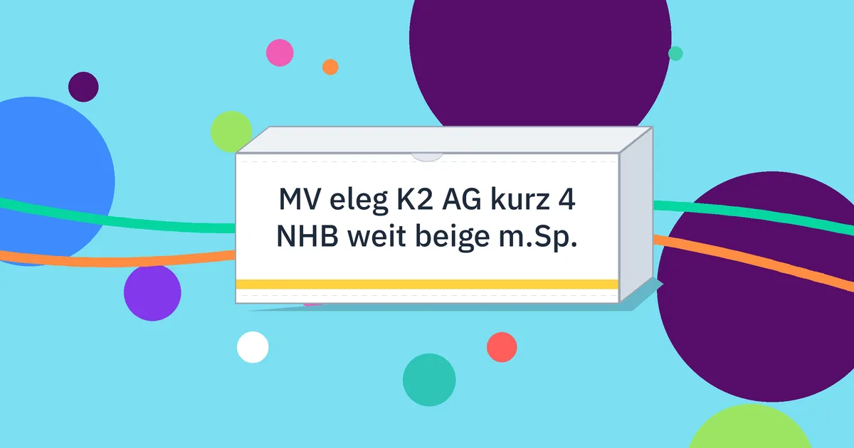 Symbolbild: Packung mit der Aufschrift MV eleg K2 AG kurz 4 NHB weit beige m.Sp. (PZN 15715101) – Verfügbarkeit und Bezug in Apotheken in Frankfurt am Main