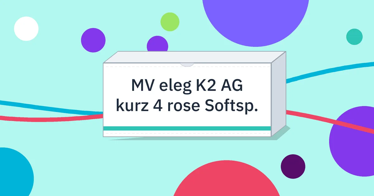 Symbolbild: Packung mit der Aufschrift MV eleg K2 AG kurz 4 rose Softsp. (PZN 14698079) – Verfügbarkeit und Bezug in Apotheken in Frankfurt am Main