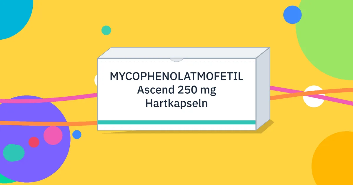 Symbolbild: Packung mit der Aufschrift MYCOPHENOLATMOFETIL Ascend 250 mg Hartkapseln (PZN 17270034) – Verfügbarkeit und Bezug in Apotheken in Frankfurt am Main
