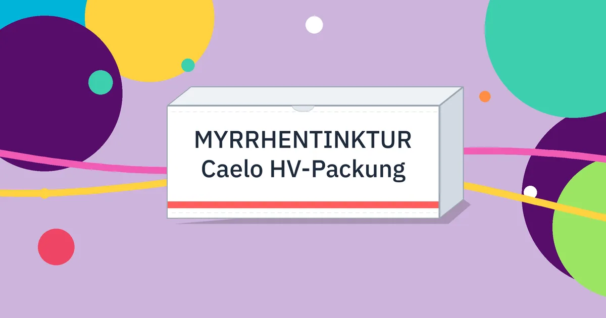 Symbolbild: Packung mit der Aufschrift MYRRHENTINKTUR Caelo HV-Packung (PZN 03396145) – Verfügbarkeit und Bezug in Apotheken in Frankfurt am Main