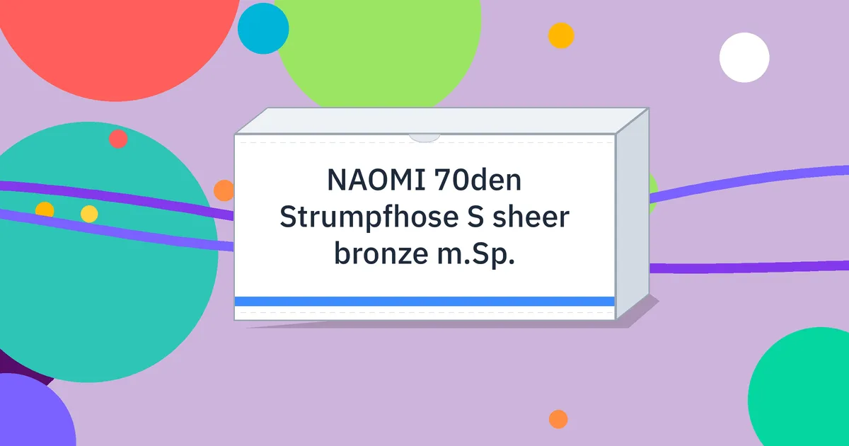 Symbolbild: Packung mit der Aufschrift NAOMI 70den Strumpfhose S sheer bronze m.Sp. (PZN 16179610) – Verfügbarkeit und Bezug in Apotheken in Frankfurt am Main