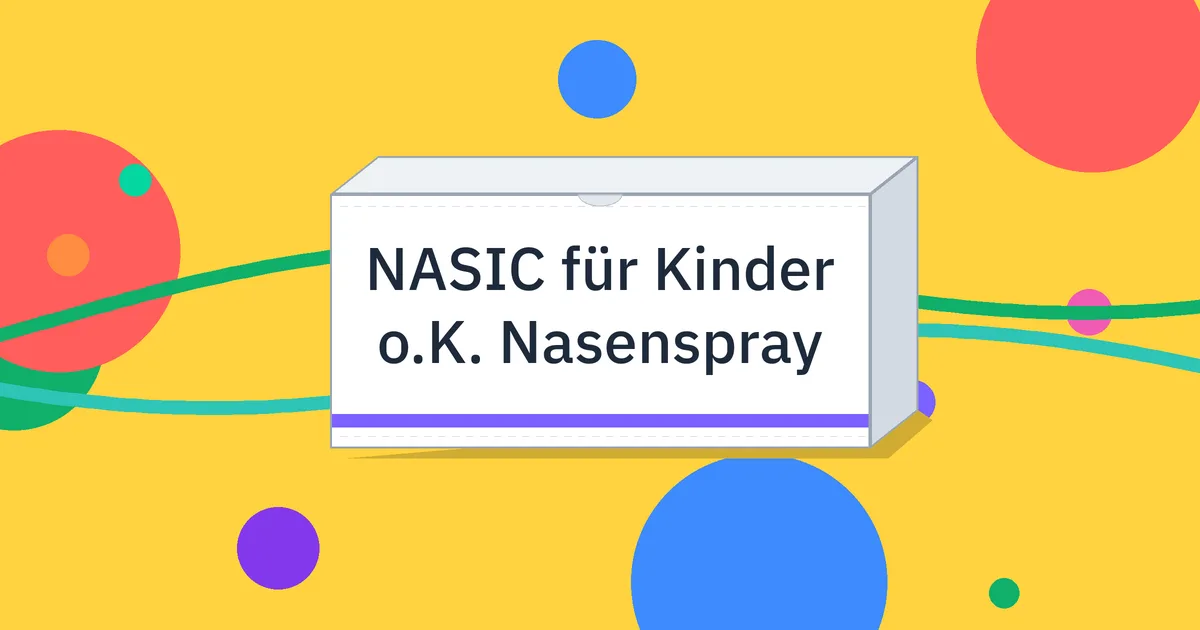 Symbolbild: Packung mit der Aufschrift NASIC für Kinder o.K. Nasenspray (PZN 02882777) – Verfügbarkeit und Bezug in Apotheken in Frankfurt am Main