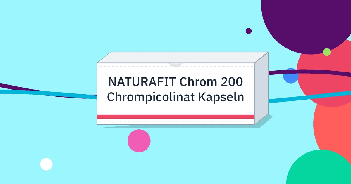 Symbolbild: Packung mit der Aufschrift NATURAFIT Chrom 200 Chrompicolinat Kapseln (PZN 13704665) – Verfügbarkeit und Bezug in Apotheken in Frankfurt am Main