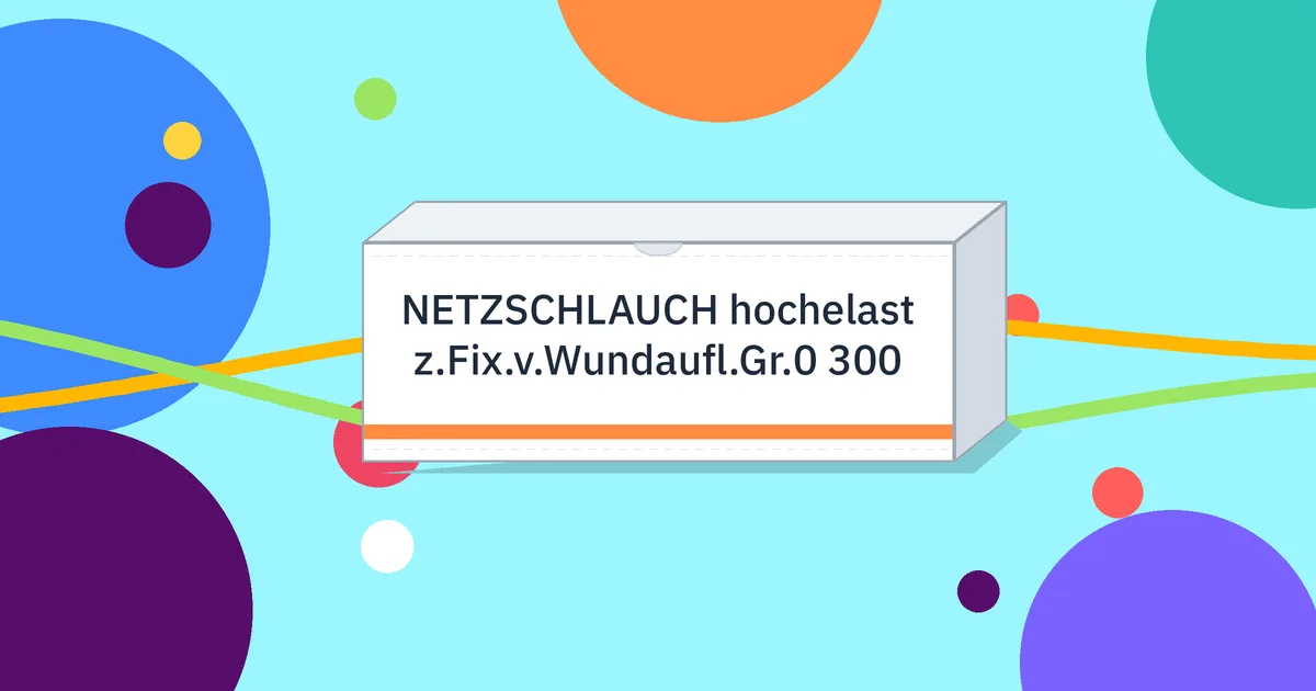 Symbolbild: Packung mit der Aufschrift NETZSCHLAUCH hochelast z.Fix.v.Wundaufl.Gr.0 300 (PZN 04303619) – Verfügbarkeit und Bezug in Apotheken in Frankfurt am Main
