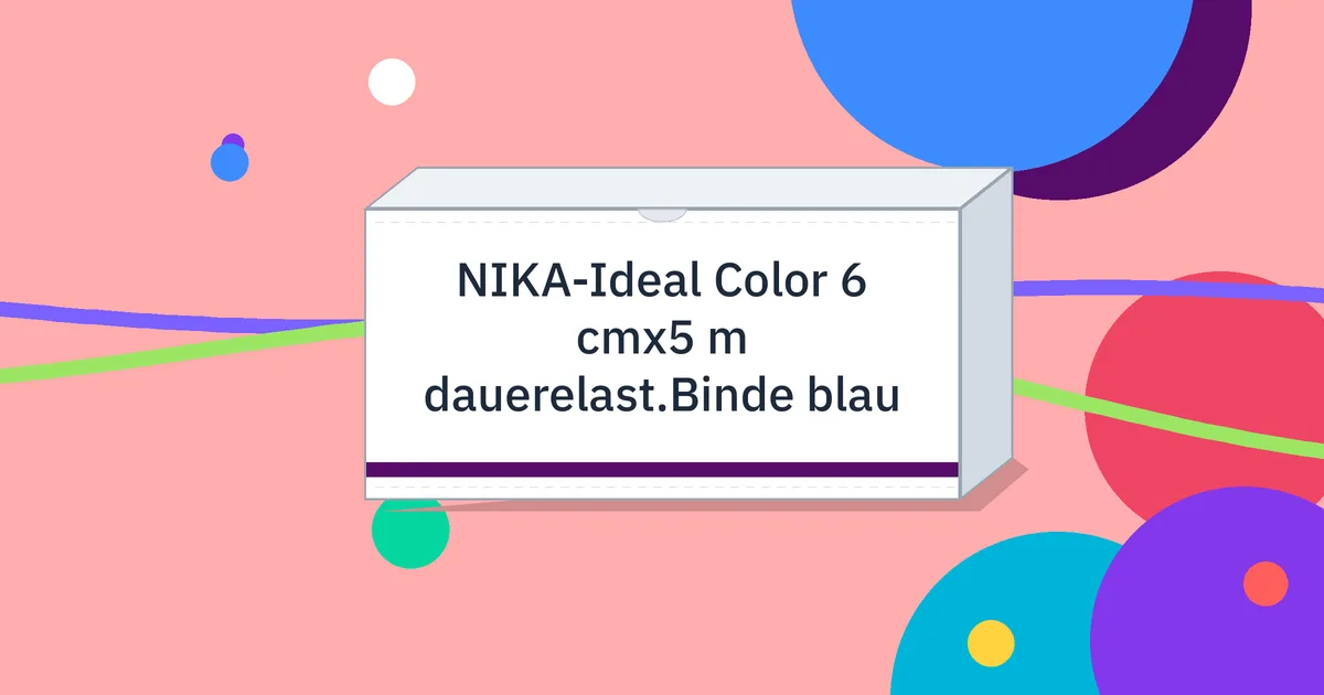Symbolbild: Packung mit der Aufschrift NIKA-Ideal Color 6 cmx5 m dauerelast.Binde blau (PZN 14235942) – Verfügbarkeit und Bezug in Apotheken in Frankfurt am Main