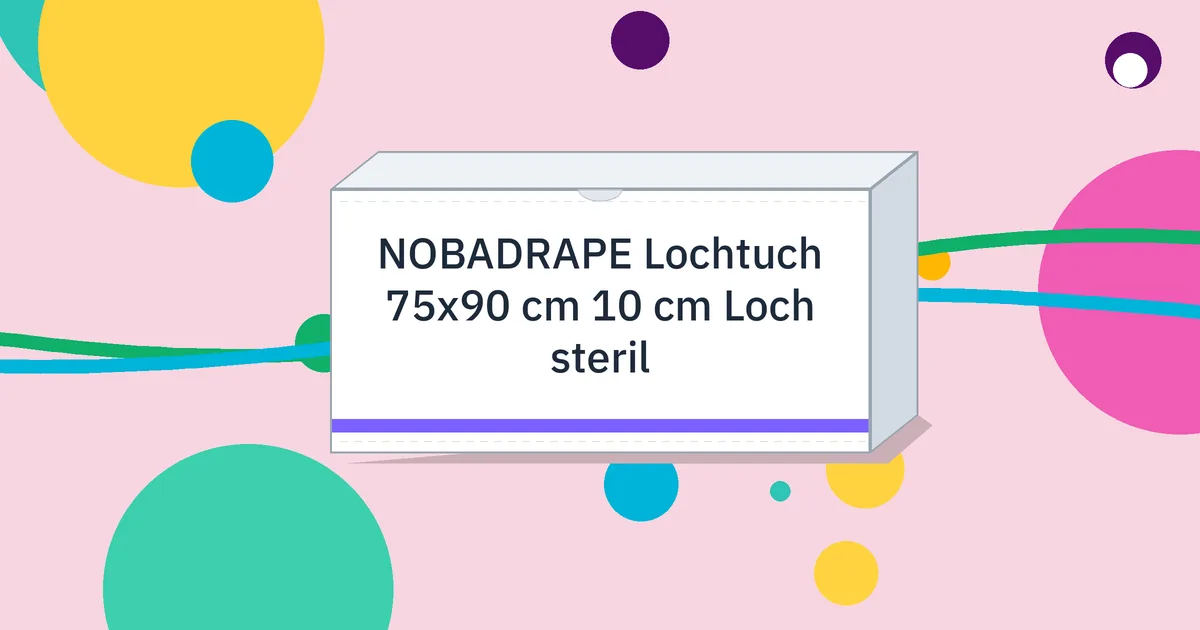 Symbolbild: Packung mit der Aufschrift NOBADRAPE Lochtuch 75x90 cm 10 cm Loch steril (PZN 04108444) – Verfügbarkeit und Bezug in Apotheken in Frankfurt am Main
