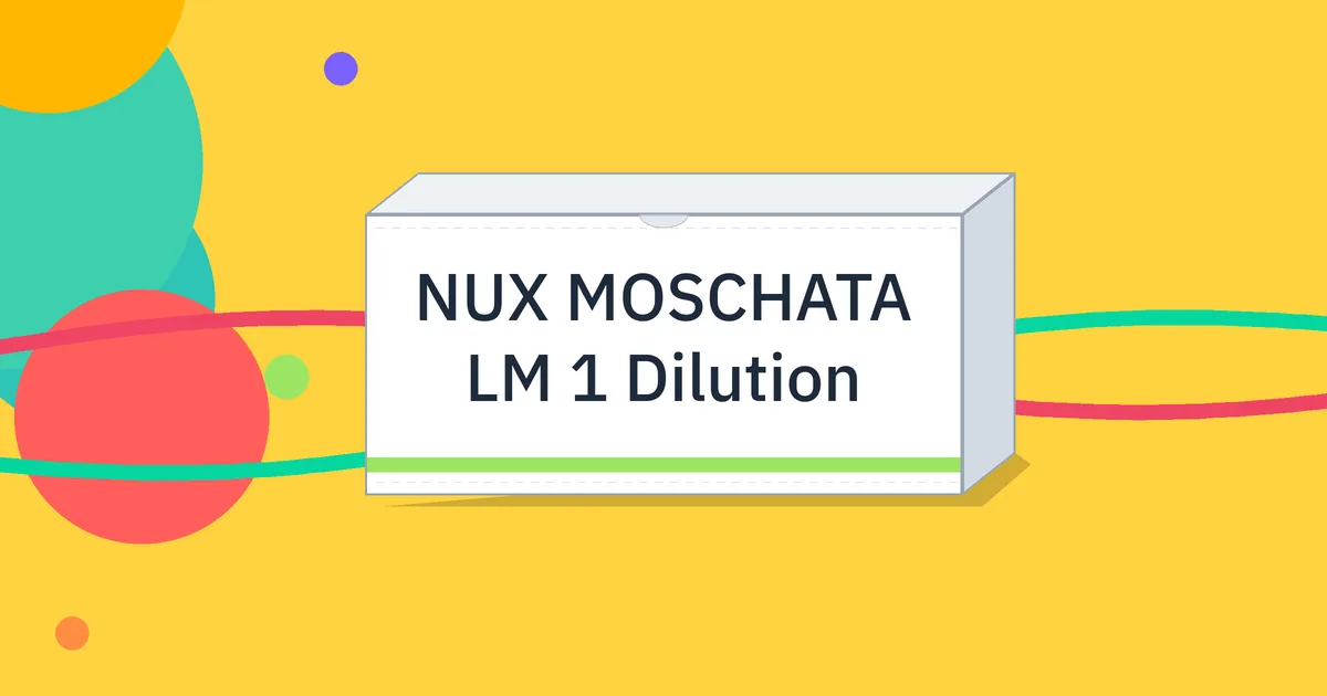 Symbolbild: Packung mit der Aufschrift NUX MOSCHATA LM 1 Dilution (PZN 12969858) – Verfügbarkeit und Bezug in Apotheken in Frankfurt am Main