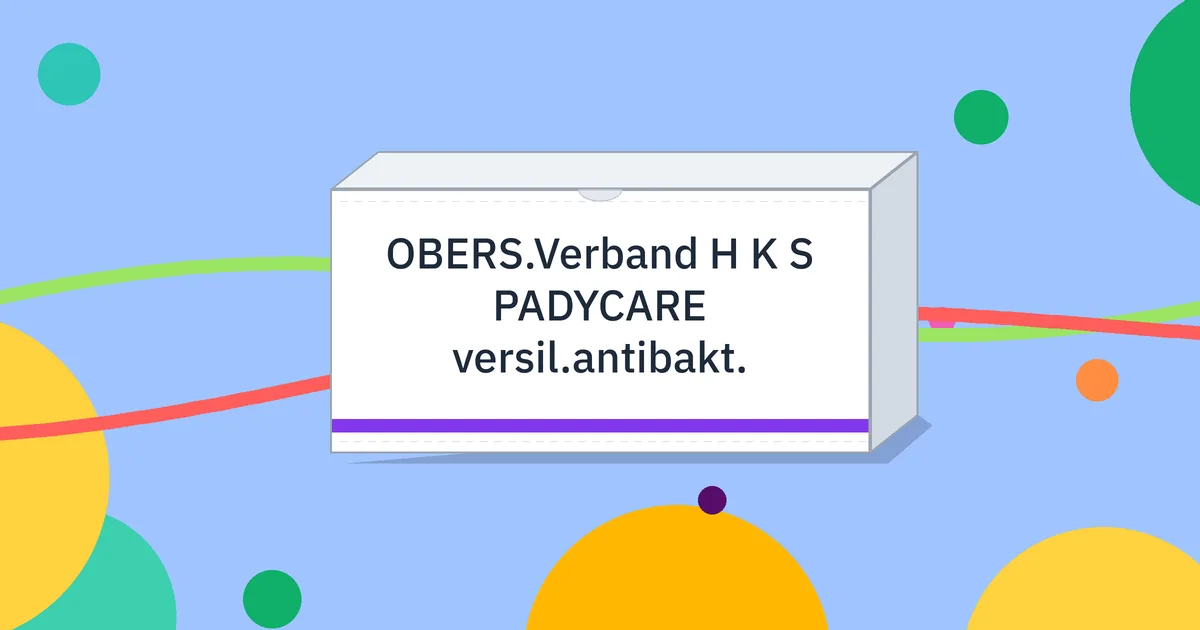 Symbolbild: Packung mit der Aufschrift OBERS.Verband H K S PADYCARE versil.antibakt. (PZN 10939072) – Verfügbarkeit und Bezug in Apotheken in Frankfurt am Main