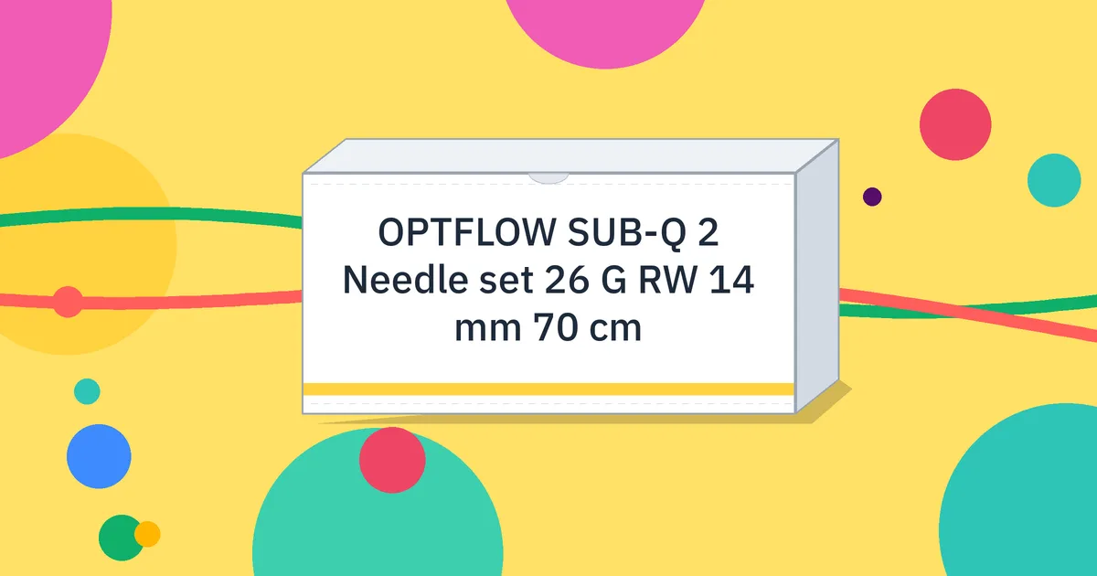 Symbolbild: Packung mit der Aufschrift OPTFLOW SUB-Q 2 Needle set 26 G RW 14 mm 70 cm (PZN 16801245) – Verfügbarkeit und Bezug in Apotheken in Frankfurt am Main
