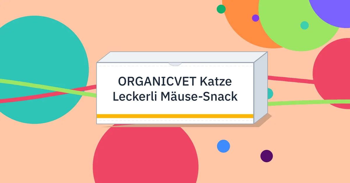 Symbolbild: Packung mit der Aufschrift ORGANICVET Katze Leckerli Mäuse-Snack (PZN 10394282) – Verfügbarkeit und Bezug in Apotheken in Frankfurt am Main