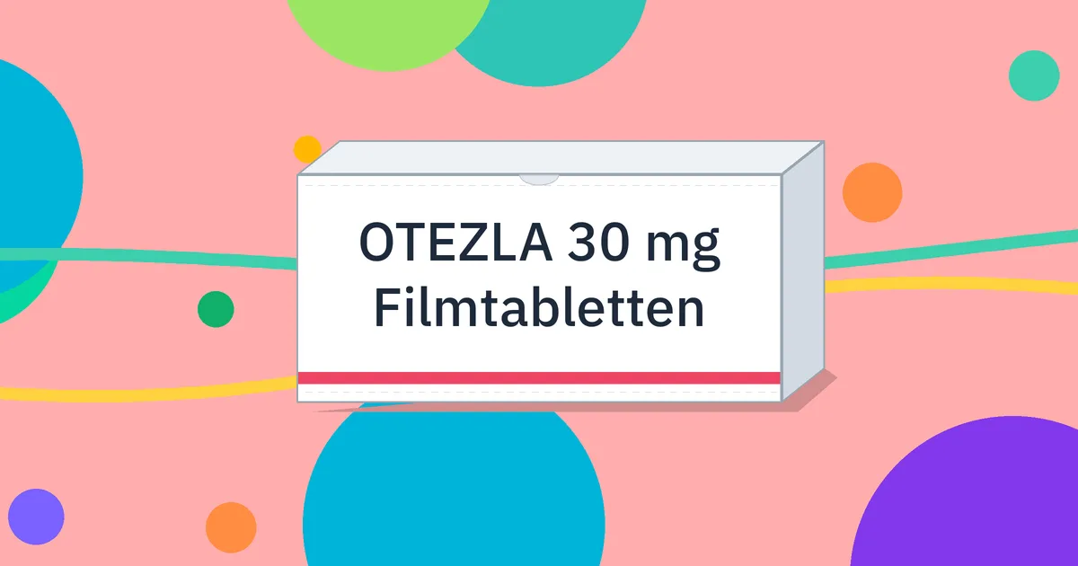 Symbolbild: Packung mit der Aufschrift OTEZLA 30 mg Filmtabletten (PZN 11885332) – Verfügbarkeit und Bezug in Apotheken in Frankfurt am Main