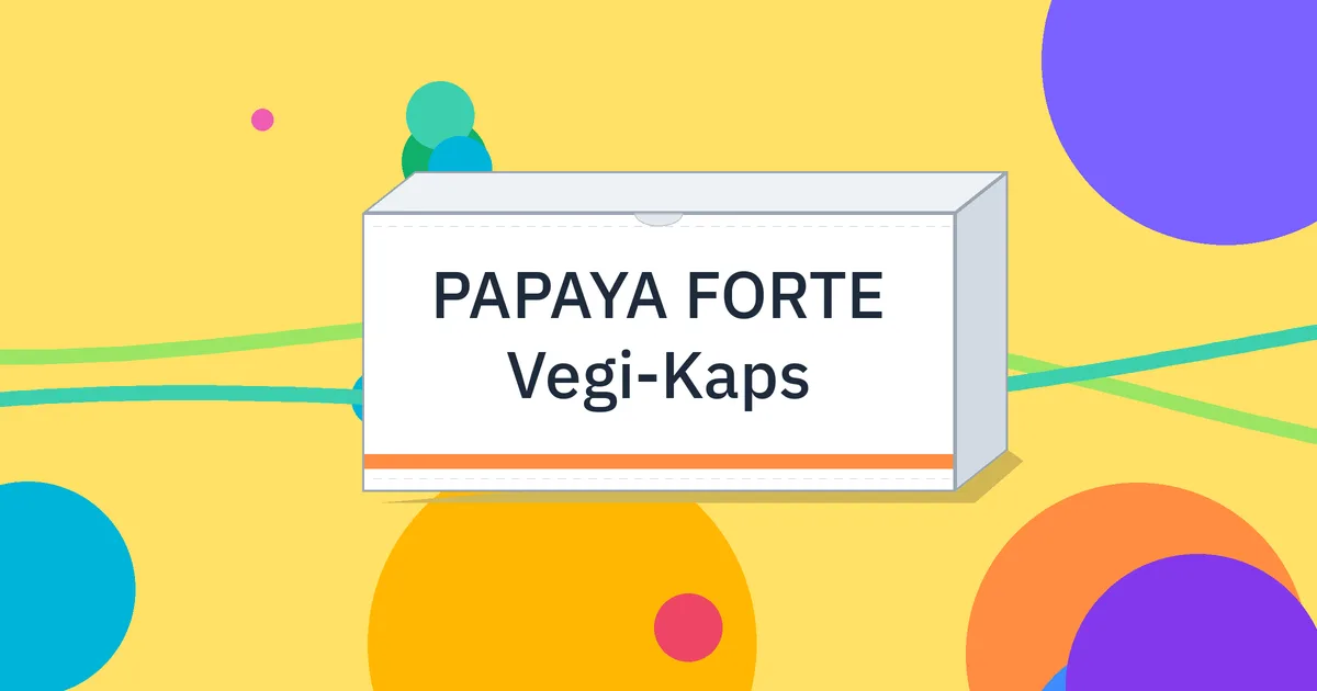 Symbolbild: Packung mit der Aufschrift PAPAYA FORTE Vegi-Kaps (PZN 10383108) – Verfügbarkeit und Bezug in Apotheken in Frankfurt am Main
