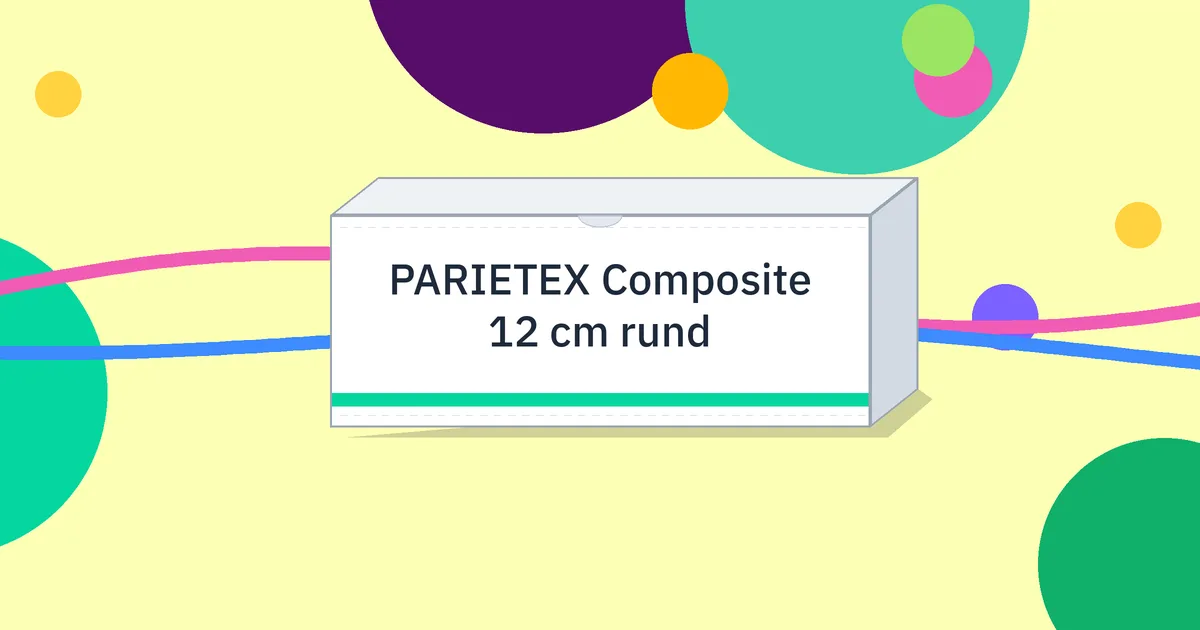 Symbolbild: Packung mit der Aufschrift PARIETEX Composite 12 cm rund (PZN 00229642) – Verfügbarkeit und Bezug in Apotheken in Frankfurt am Main