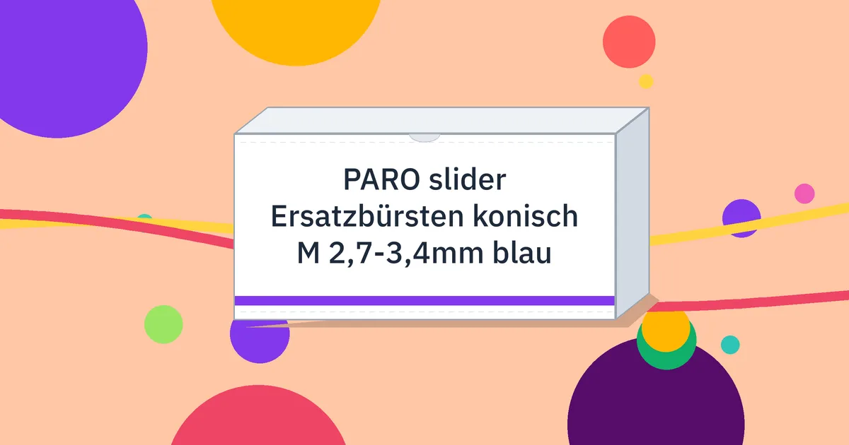Symbolbild: Packung mit der Aufschrift PARO slider Ersatzbürsten konisch M 2,7-3,4mm blau (PZN 17373053) – Verfügbarkeit und Bezug in Apotheken in Frankfurt am Main