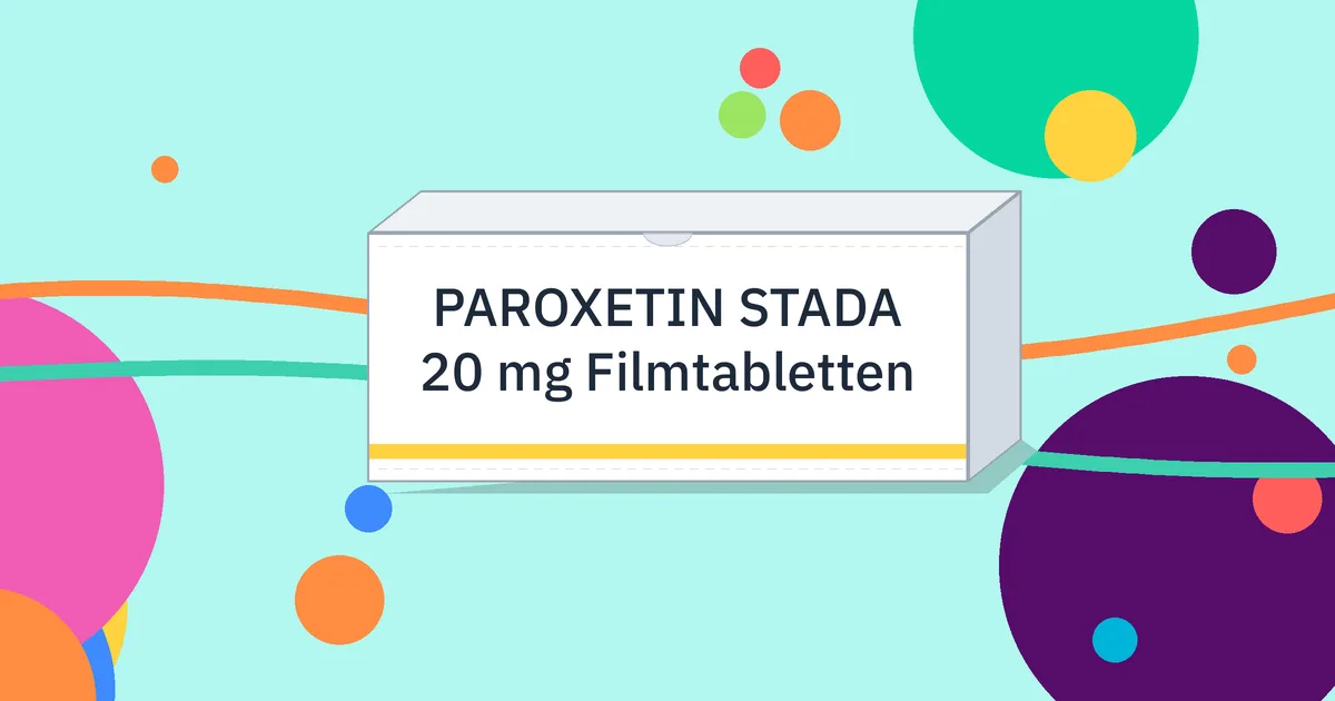 Symbolbild: Packung mit der Aufschrift PAROXETIN STADA 20 mg Filmtabletten (PZN 02507453) – Verfügbarkeit und Bezug in Apotheken in Frankfurt am Main