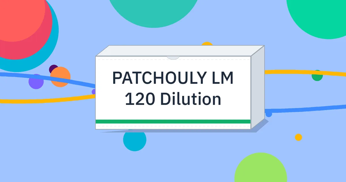 Symbolbild: Packung mit der Aufschrift PATCHOULY LM 120 Dilution (PZN 13633126) – Verfügbarkeit und Bezug in Apotheken in Frankfurt am Main