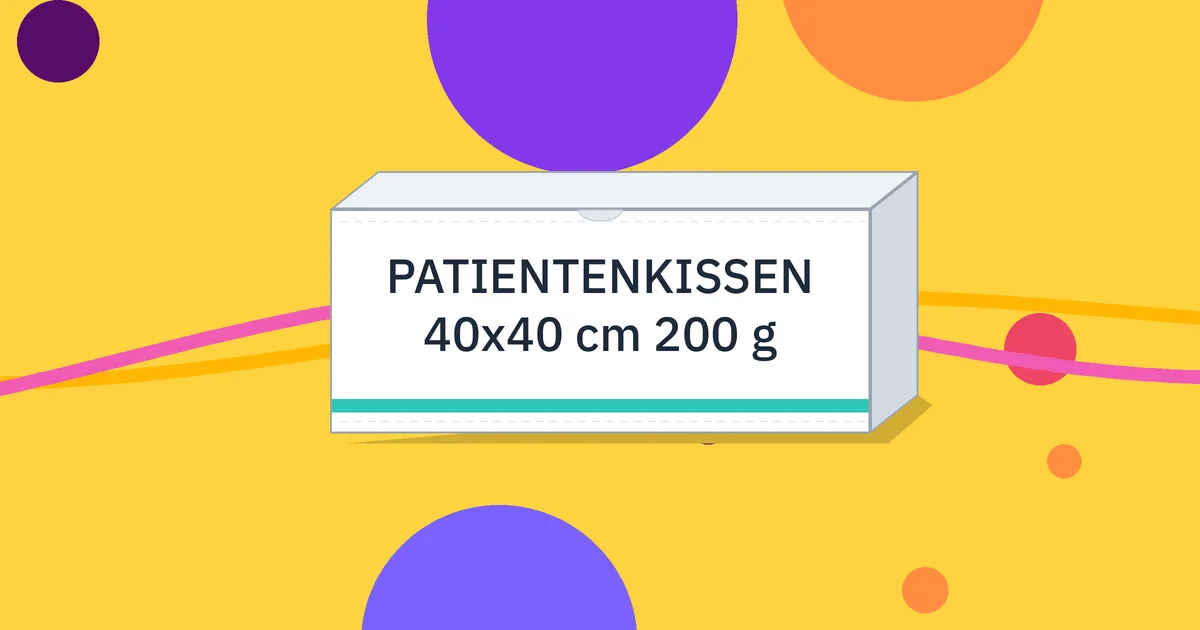 Symbolbild: Packung mit der Aufschrift PATIENTENKISSEN 40x40 cm 200 g (PZN 14216809) – Verfügbarkeit und Bezug in Apotheken in Frankfurt am Main