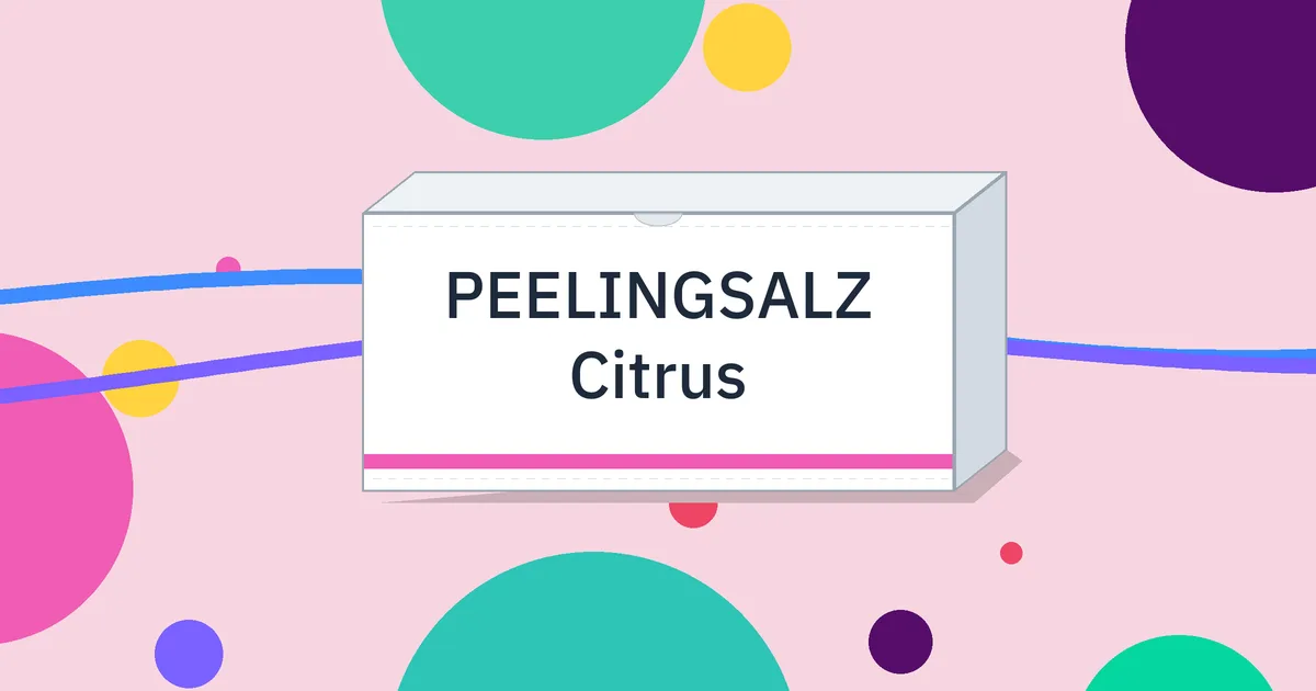 Symbolbild: Packung mit der Aufschrift PEELINGSALZ Citrus (PZN 03693535) – Verfügbarkeit und Bezug in Apotheken in Frankfurt am Main