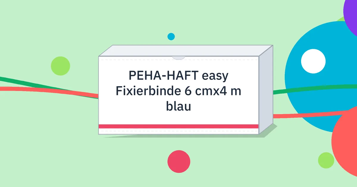 Symbolbild: Packung mit der Aufschrift PEHA-HAFT easy Fixierbinde 6 cmx4 m blau (PZN 19452851) – Verfügbarkeit und Bezug in Apotheken in Frankfurt am Main