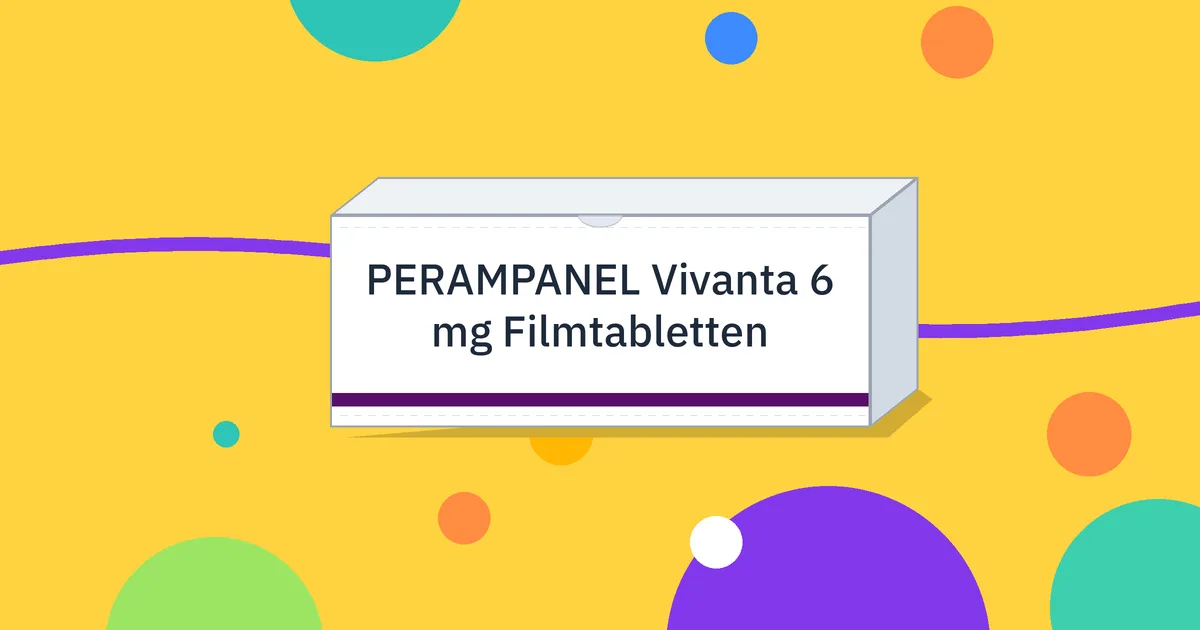 Symbolbild: Packung mit der Aufschrift PERAMPANEL Vivanta 6 mg Filmtabletten (PZN 20600506) – Verfügbarkeit und Bezug in Apotheken in Frankfurt am Main