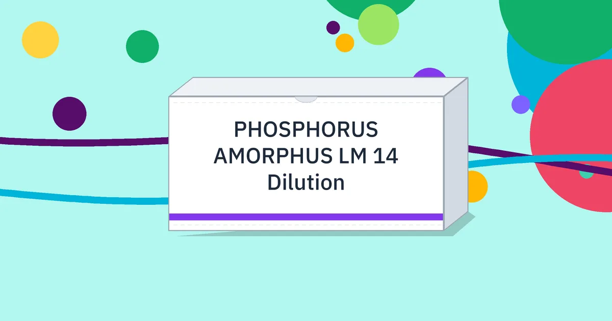 Symbolbild: Packung mit der Aufschrift PHOSPHORUS AMORPHUS LM 14 Dilution (PZN 13034437) – Verfügbarkeit und Bezug in Apotheken in Frankfurt am Main