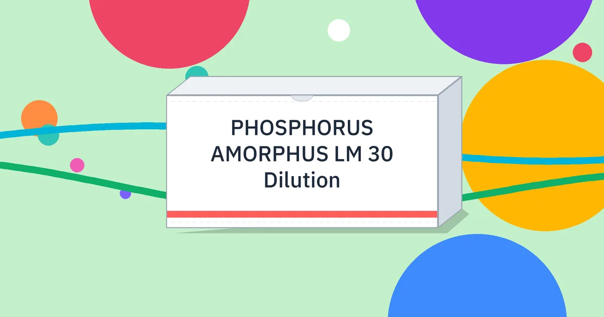 Symbolbild: Packung mit der Aufschrift PHOSPHORUS AMORPHUS LM 30 Dilution (PZN 13034621) – Verfügbarkeit und Bezug in Apotheken in Frankfurt am Main