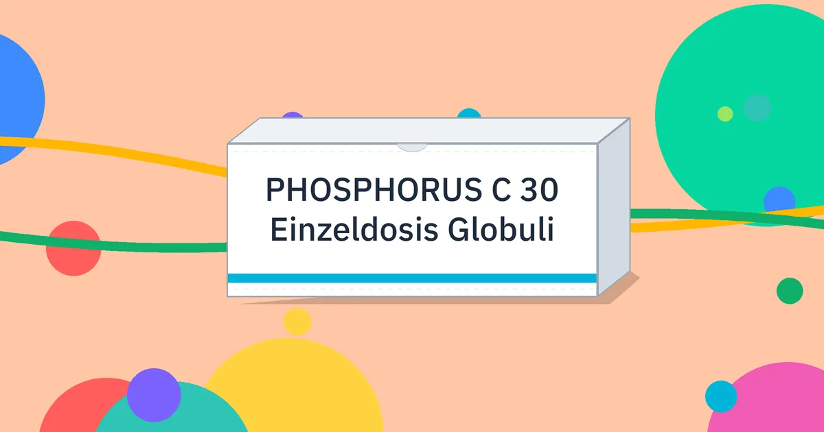 Symbolbild: Packung mit der Aufschrift PHOSPHORUS C 30 Einzeldosis Globuli (PZN 01544392) – Verfügbarkeit und Bezug in Apotheken in Frankfurt am Main