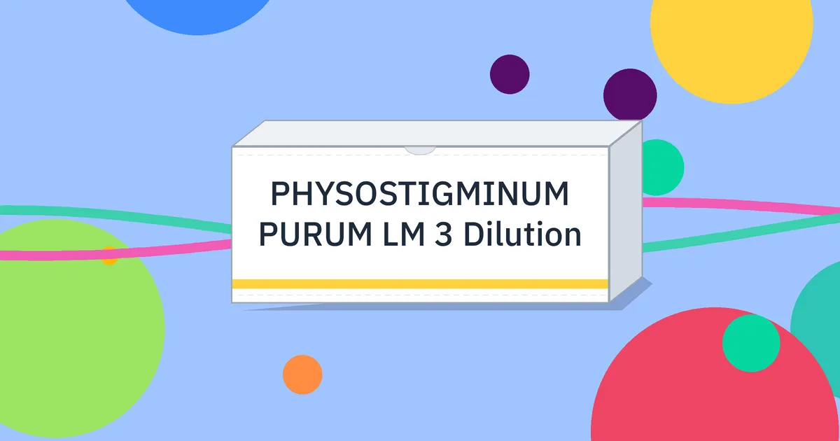 Symbolbild: Packung mit der Aufschrift PHYSOSTIGMINUM PURUM LM 3 Dilution (PZN 13035690) – Verfügbarkeit und Bezug in Apotheken in Frankfurt am Main