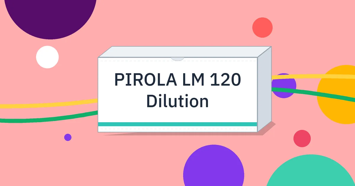 Symbolbild: Packung mit der Aufschrift PIROLA LM 120 Dilution (PZN 13645603) – Verfügbarkeit und Bezug in Apotheken in Frankfurt am Main
