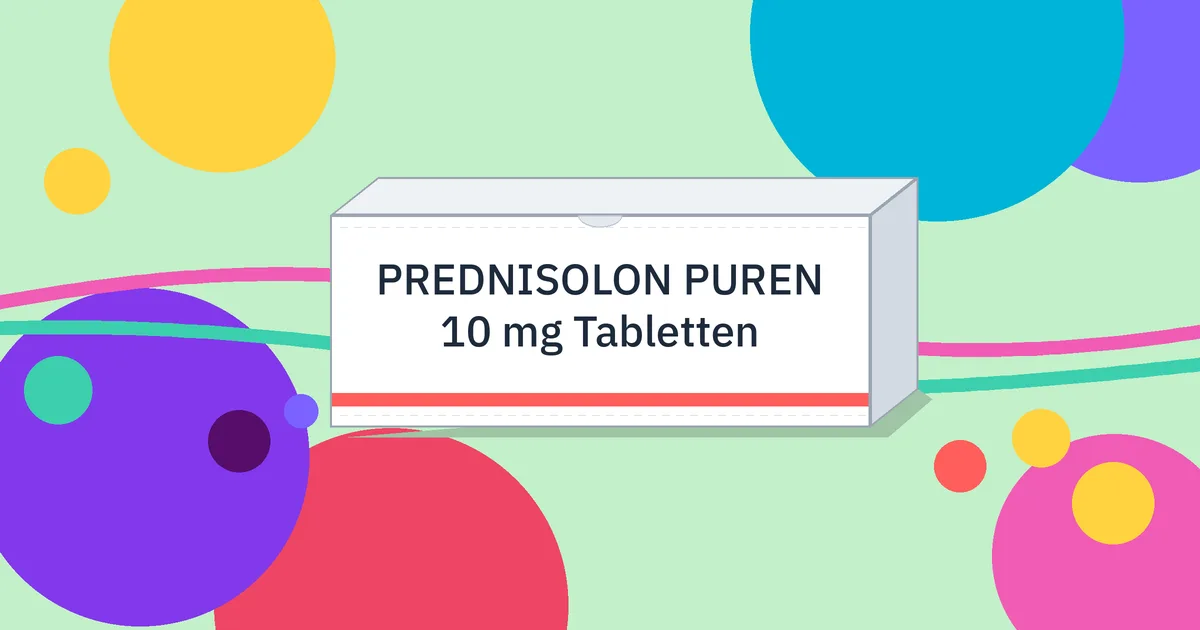 Symbolbild: Packung mit der Aufschrift PREDNISOLON PUREN 10 mg Tabletten (PZN 19824330) – Verfügbarkeit und Bezug in Apotheken in Frankfurt am Main