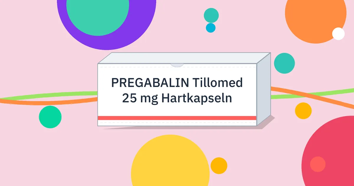 Symbolbild: Packung mit der Aufschrift PREGABALIN Tillomed 25 mg Hartkapseln (PZN 15200472) – Verfügbarkeit und Bezug in Apotheken in Frankfurt am Main