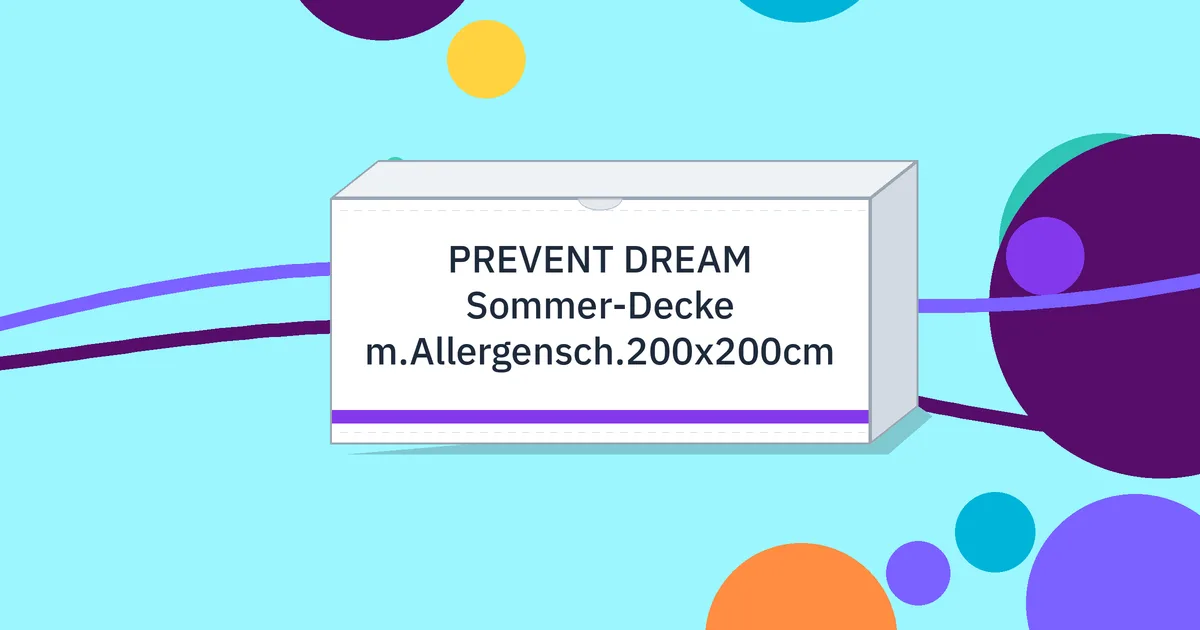 Symbolbild: Packung mit der Aufschrift PREVENT DREAM Sommer-Decke m.Allergensch.200x200cm (PZN 13423765) – Verfügbarkeit und Bezug in Apotheken in Frankfurt am Main