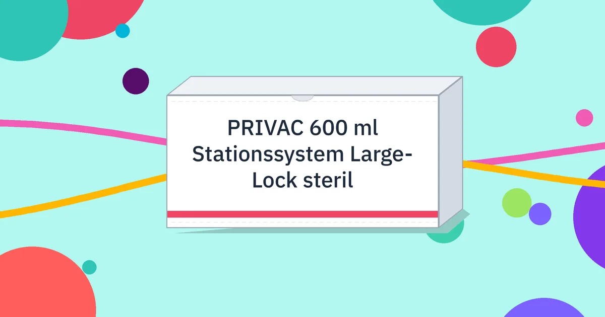 Symbolbild: Packung mit der Aufschrift PRIVAC 600 ml Stationssystem Large-Lock steril (PZN 07003763) – Verfügbarkeit und Bezug in Apotheken in Frankfurt am Main