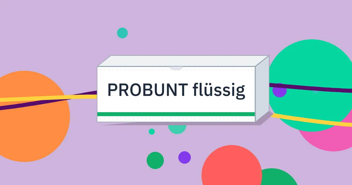 Symbolbild: Packung mit der Aufschrift PROBUNT flüssig (PZN 02693088) – Verfügbarkeit und Bezug in Apotheken in Frankfurt am Main
