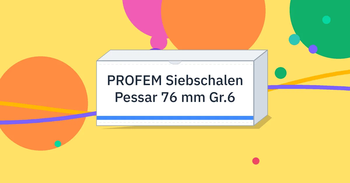 Symbolbild: Packung mit der Aufschrift PROFEM Siebschalen Pessar 76 mm Gr.6 (PZN 11672599) – Verfügbarkeit und Bezug in Apotheken in Frankfurt am Main