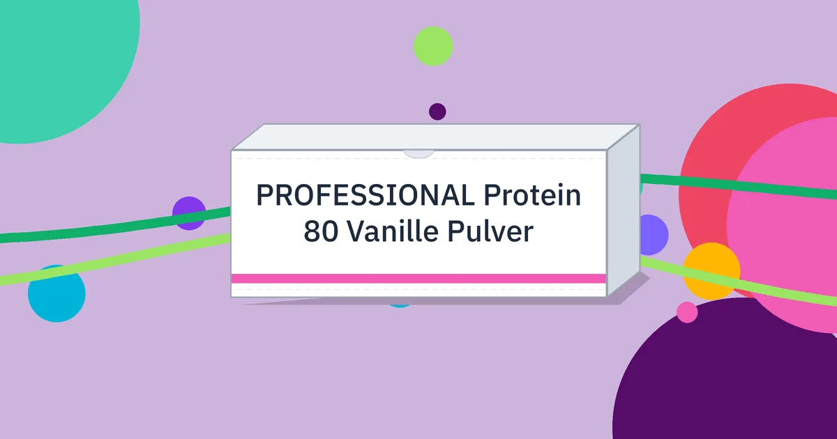 Symbolbild: Packung mit der Aufschrift PROFESSIONAL Protein 80 Vanille Pulver (PZN 07304950) – Verfügbarkeit und Bezug in Apotheken in Frankfurt am Main